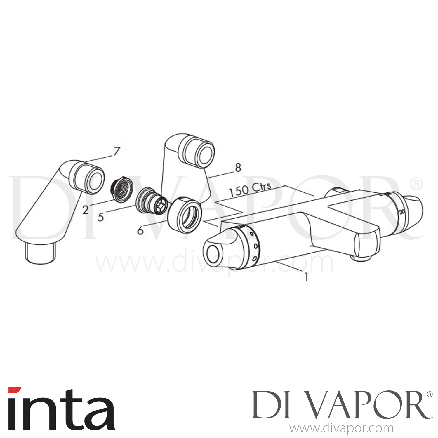 Inta TL30020CP Telo Thermostatic Bath Shower Mixer with Deck Mounting ...