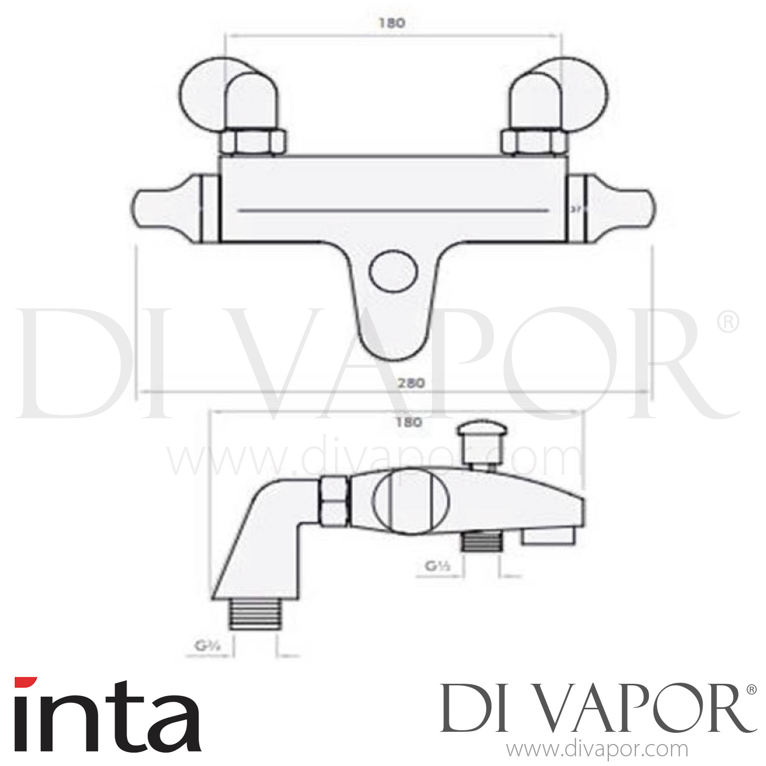 Inta Telo Thermostatic Bath Shower Mixer Tap with Shower Kit & Legs ...
