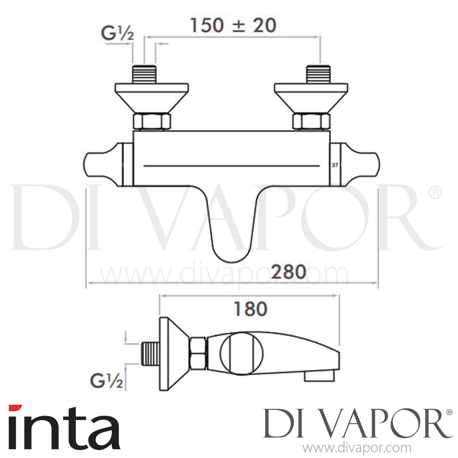Inta Telo Wall Mounted Thermostatic Bath Filler Tap Spare Parts ...