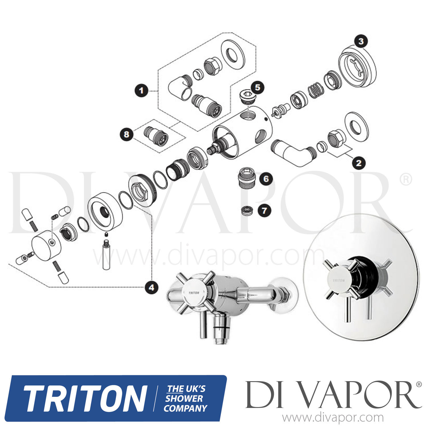 Triton Tolfloexthcm Florino Mini Concentric Mixer Shower Spare Parts
