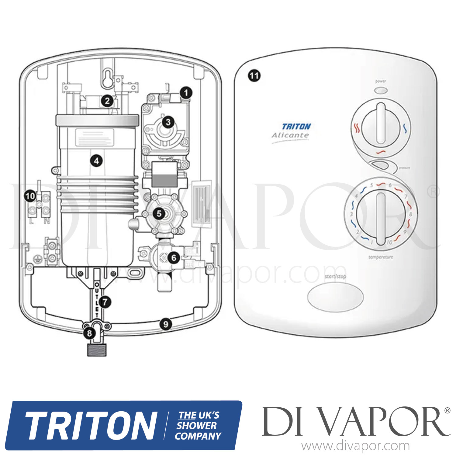 Triton Alicante Electric Shower Spare Parts - TR DV 101