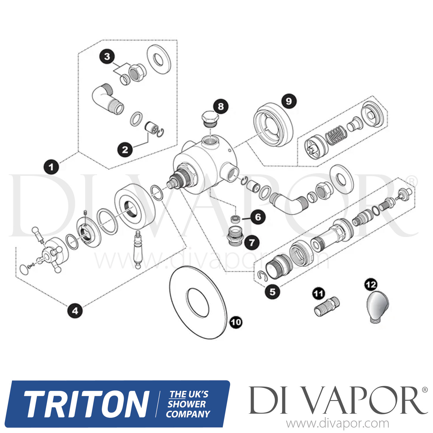 Triton Alpha Concentric Mixer Shower Spare Parts - TR DV 223