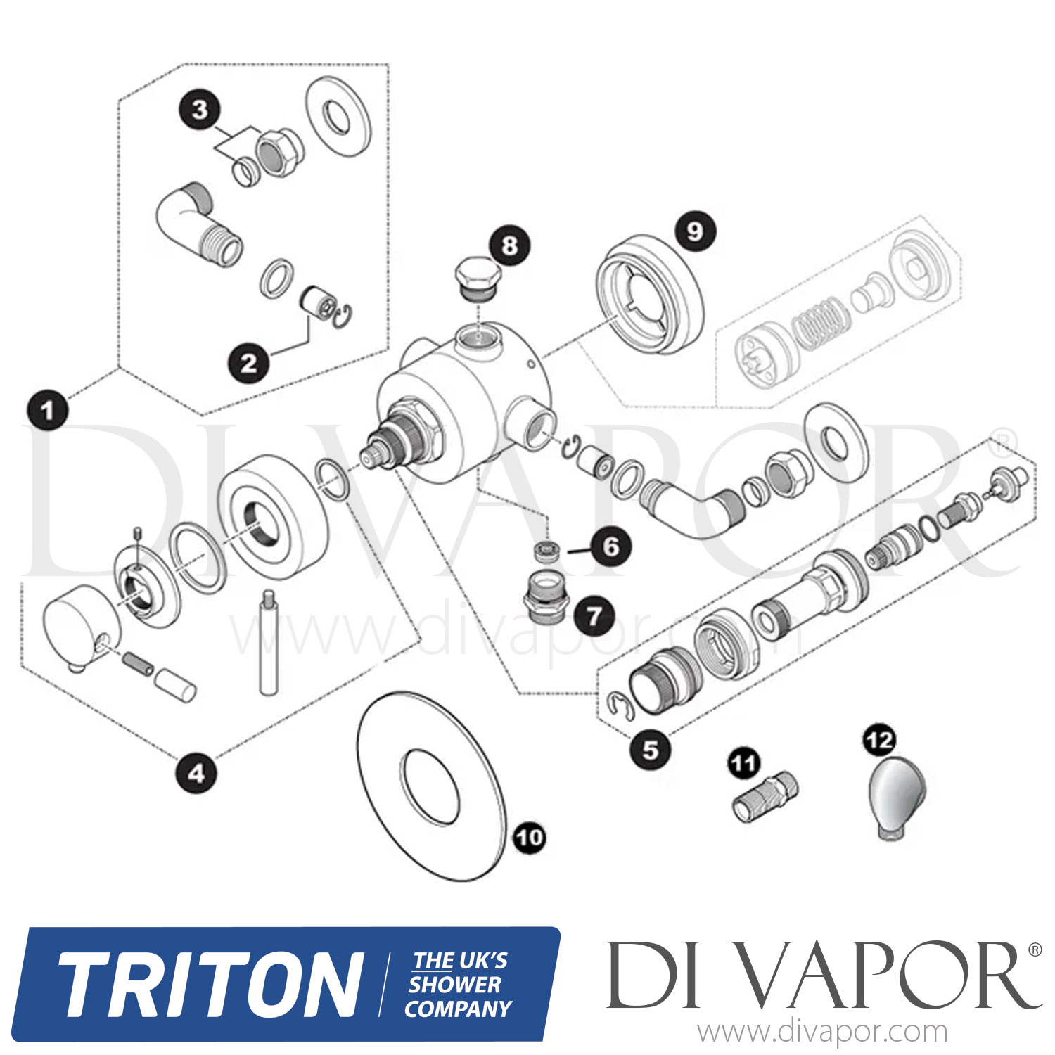 Triton Cassini Concentric Mixer Shower Spare Parts - TR DV 232