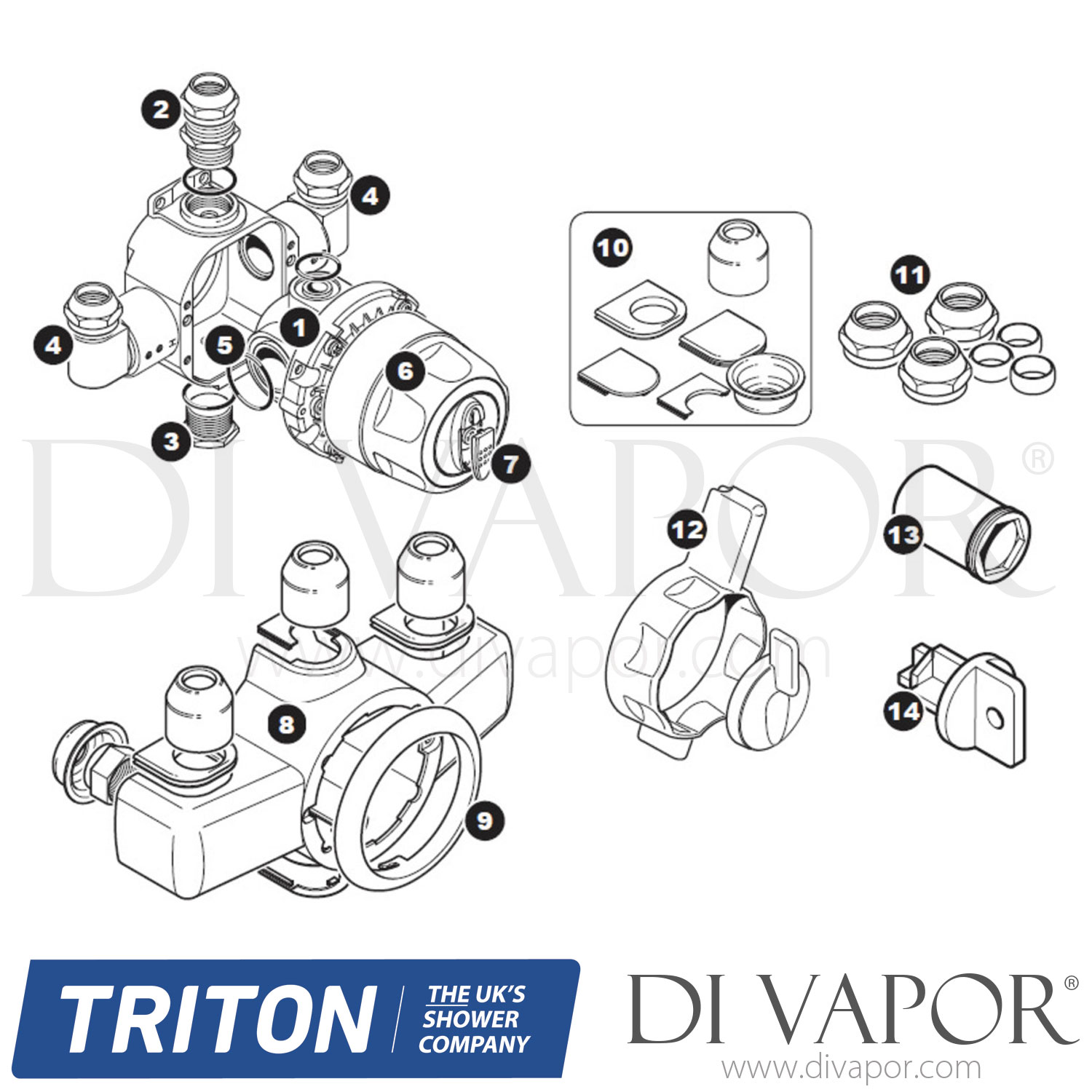 Triton HP Care Thermostatic Mixer Shower Spare Parts - TR DV 527