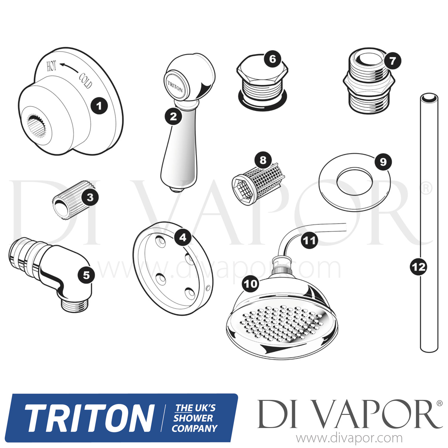 Triton Tavy Pressure Compensating Mixer Shower Spare Parts - TR DV 564