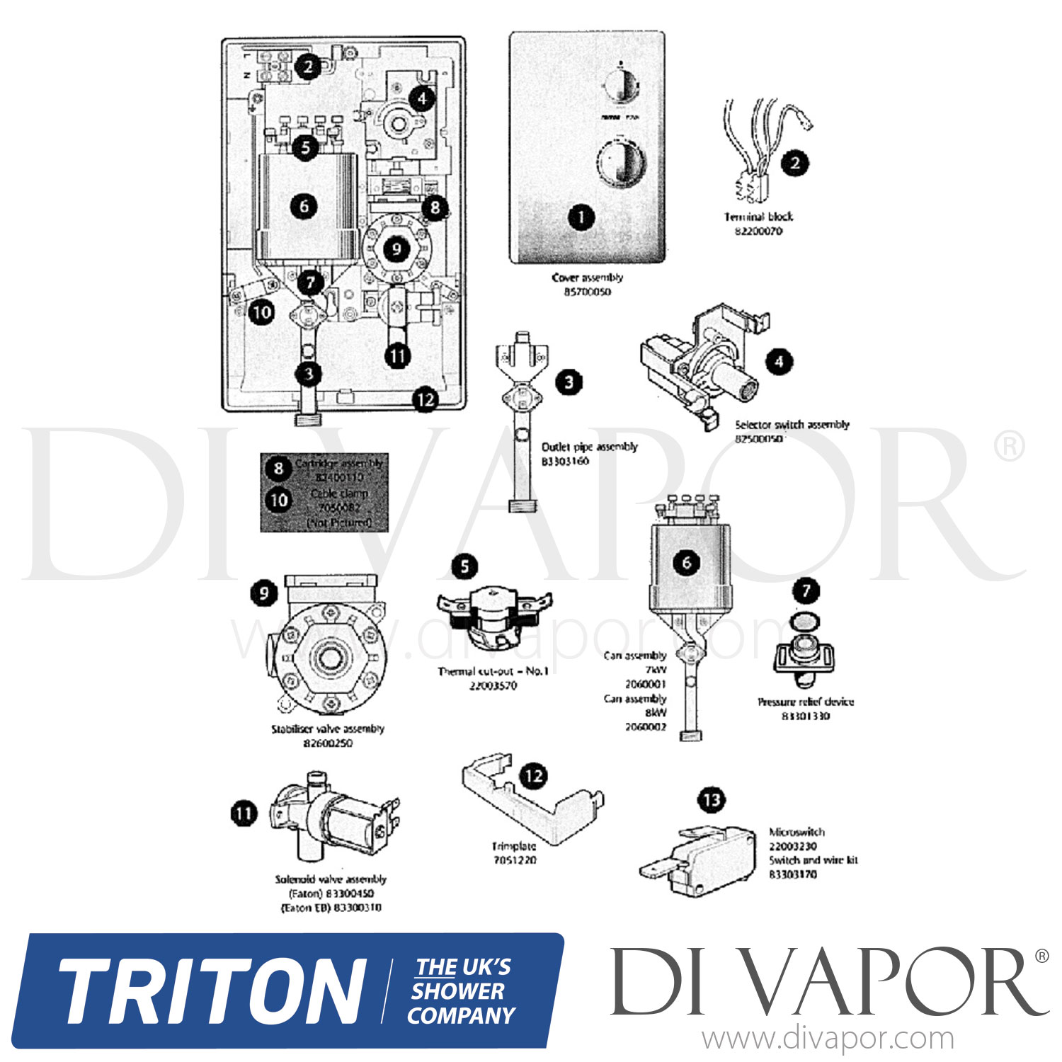 Triton T70i Shower Spare Parts - TR DV 653