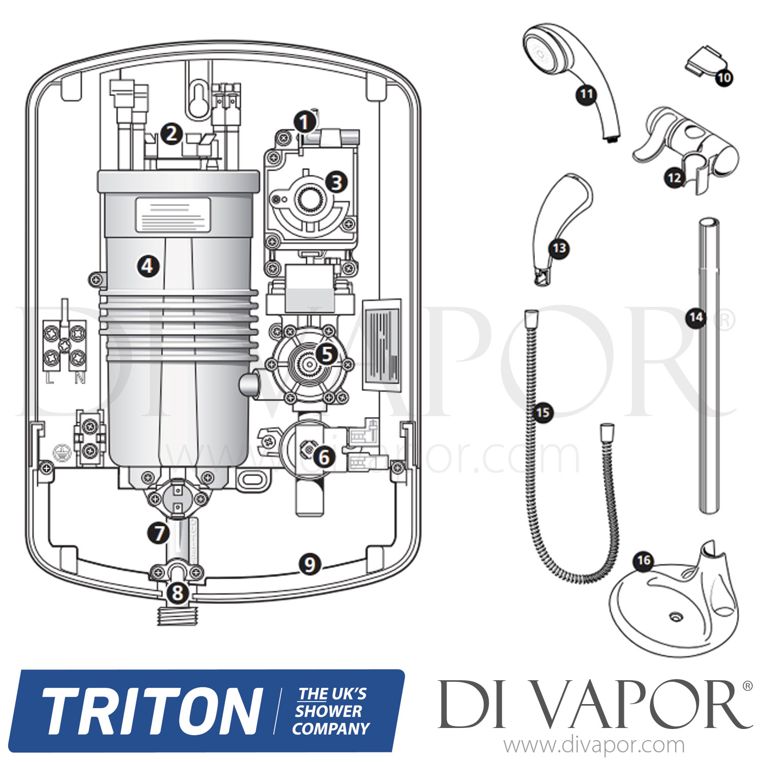 Triton Alicante 8.5kW Shower Spare Parts - TR DV 724