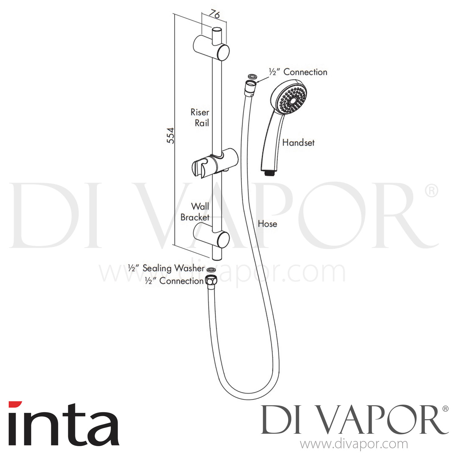Inta TR10032CP Trade-Tec Thermostatic Bar Shower with Flexible Riser ...