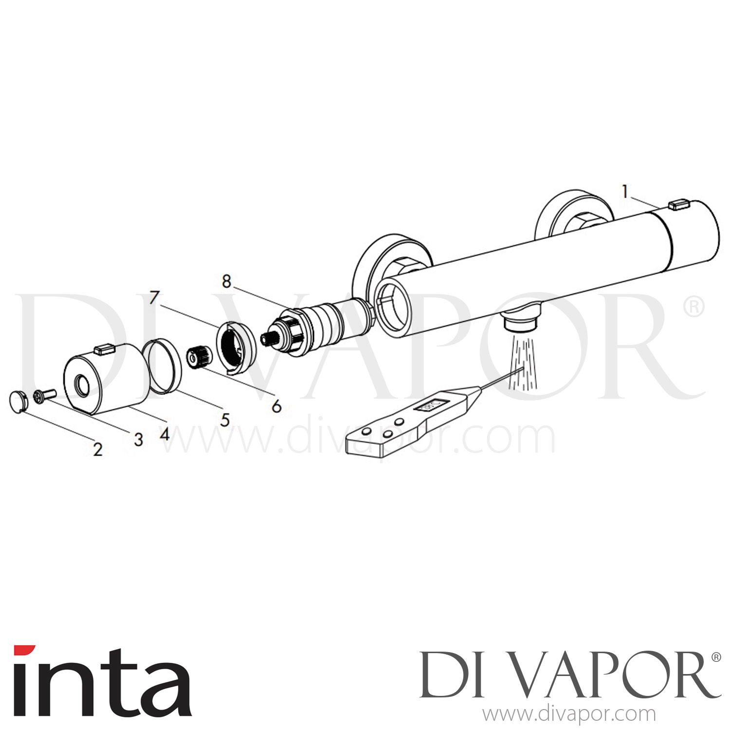 Inta TR20017CP Trade-Tec Optimo Cool Thermostatic Bar Shower Spare Parts