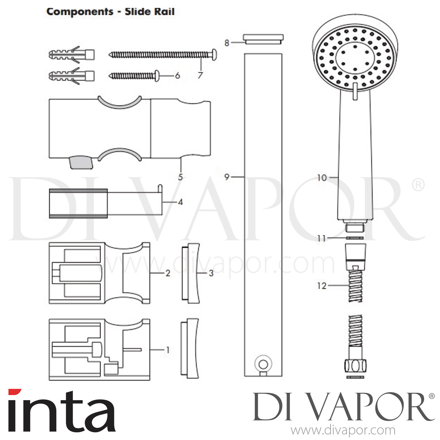 Inta TR20017CP Trade-Tec Optimo Cool Thermostatic Bar Shower Spare Parts