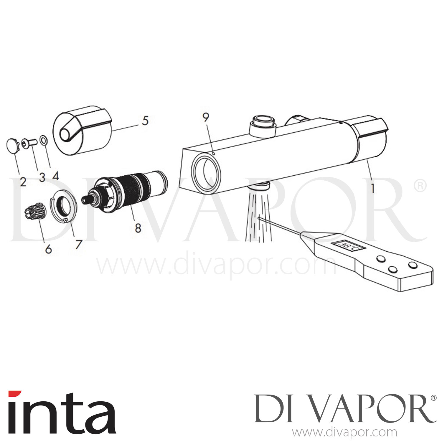Inta TR20020CP Trade-Tec Optimo Dual Outlet Thermostatic Bar Shower ...