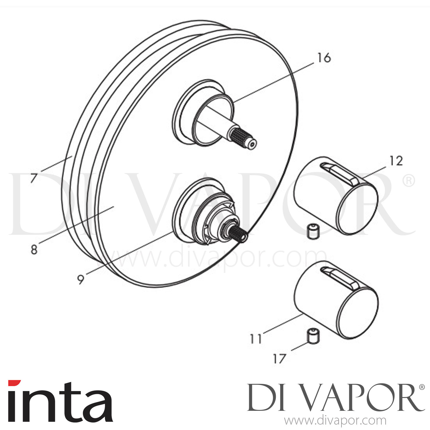Inta TR40014CP Trade-Tec Thermostatic Concealed Shower Valve with ...
