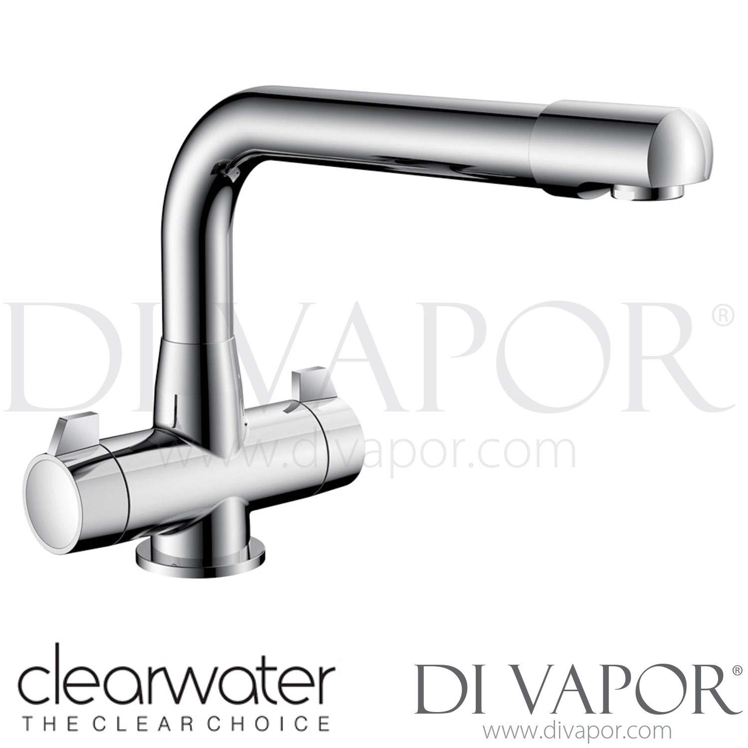 Clearwater ULTCP Ultra Twin Lever Chrome Monobloc Kitchen Mixer Tap ...
