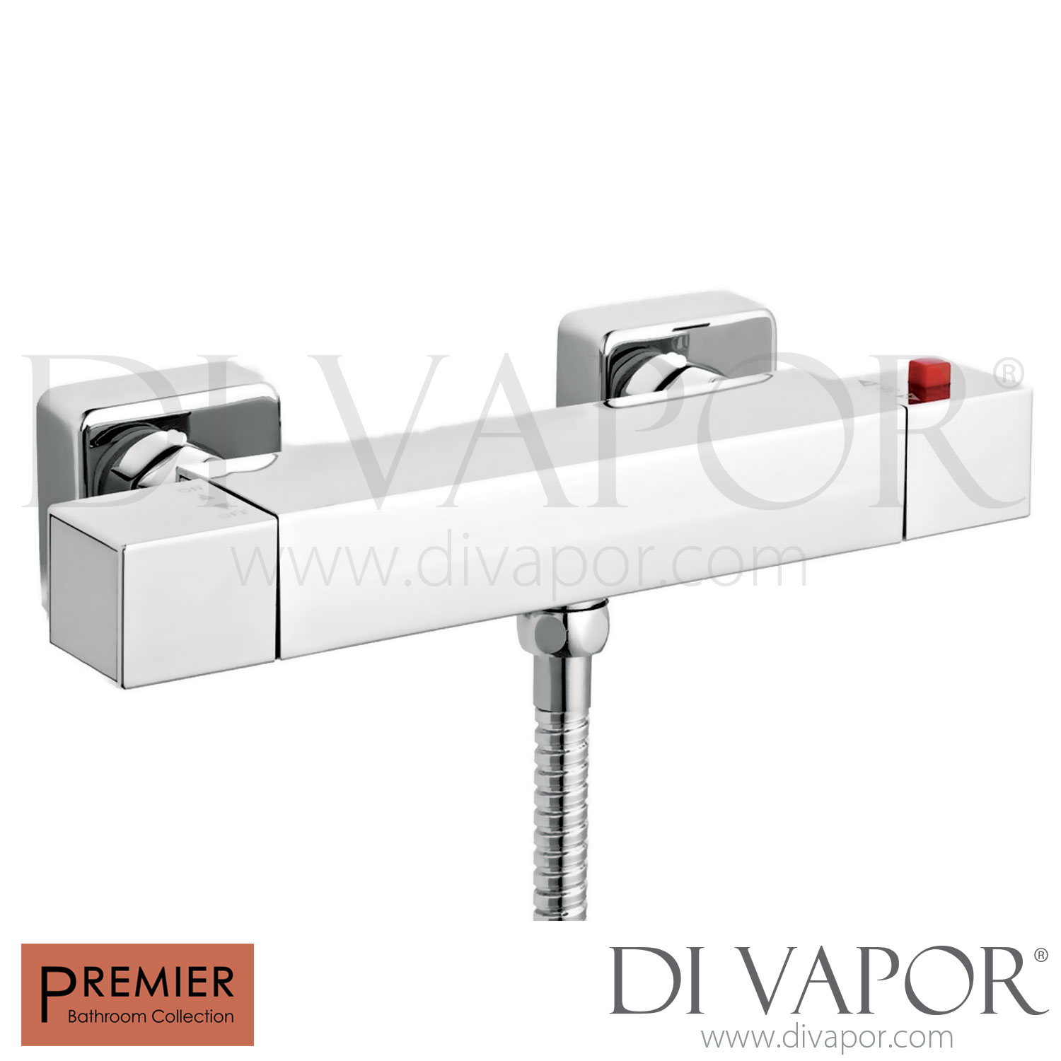 Premier VBS003 ABS Square Thermostatic Bar Valve Bottom outlet Shower ...
