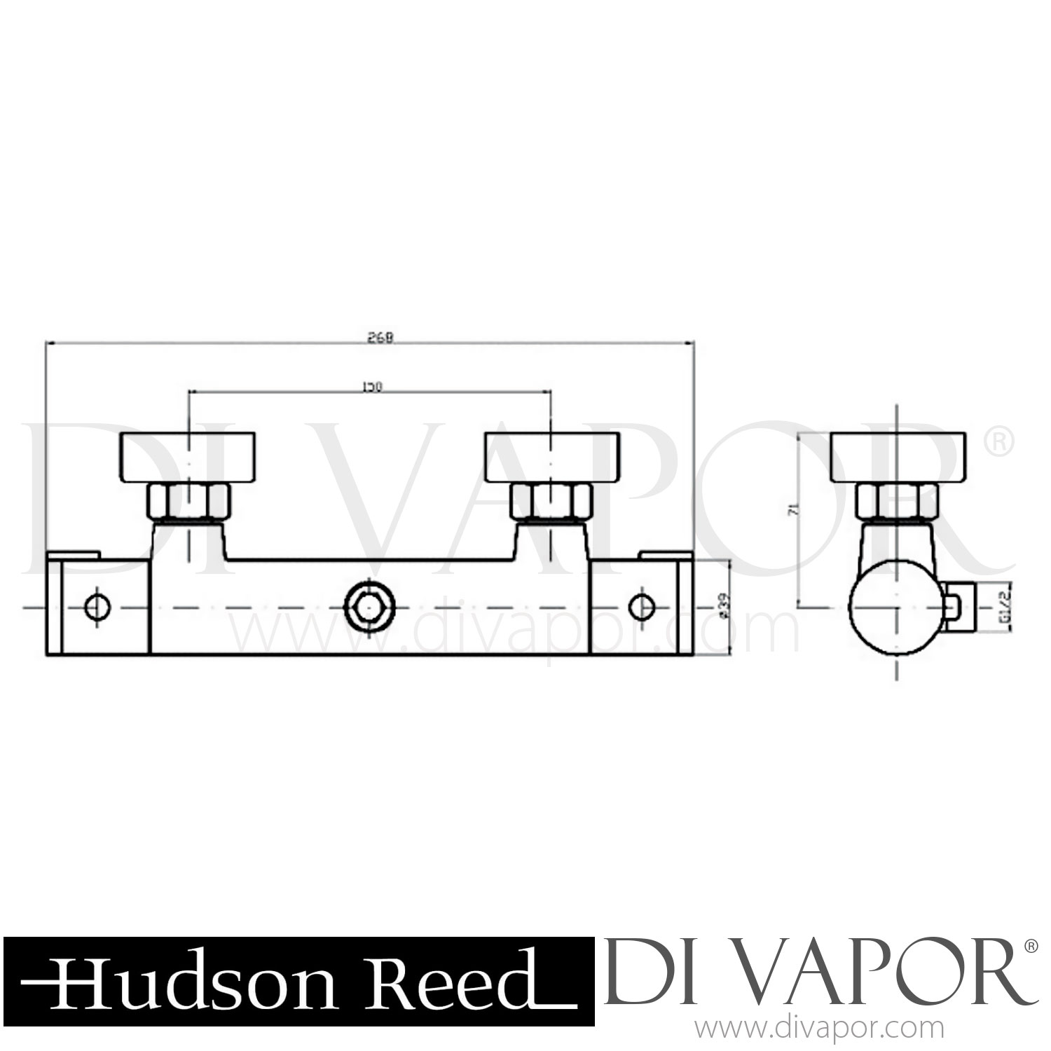 Ultra TMV2 Minimalist Thermostatic Bar Shower Valve - Top Outlet ...