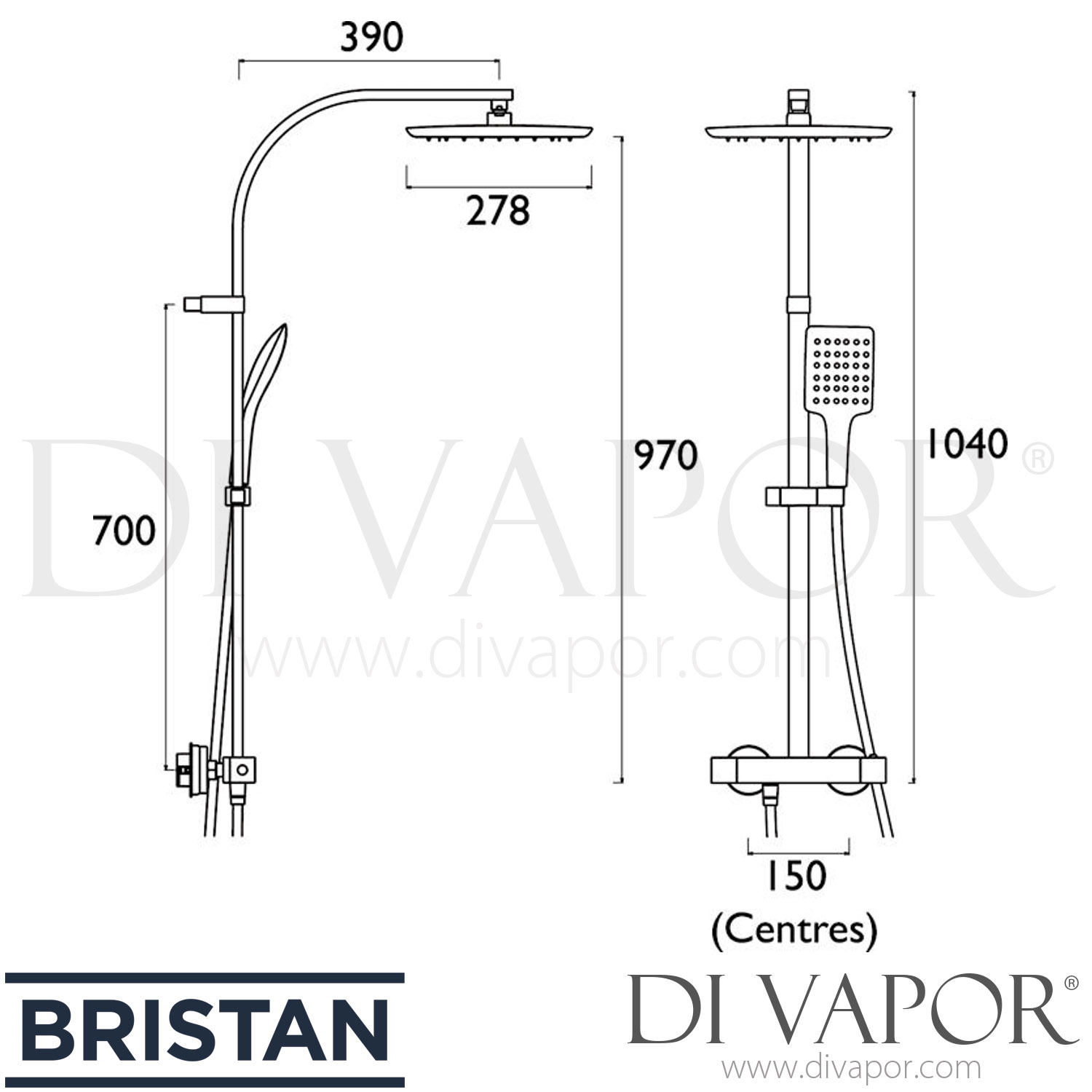 Bristan VR SHXDIVFF C Vertico Bar Shower with Rigid Riser Spare Parts