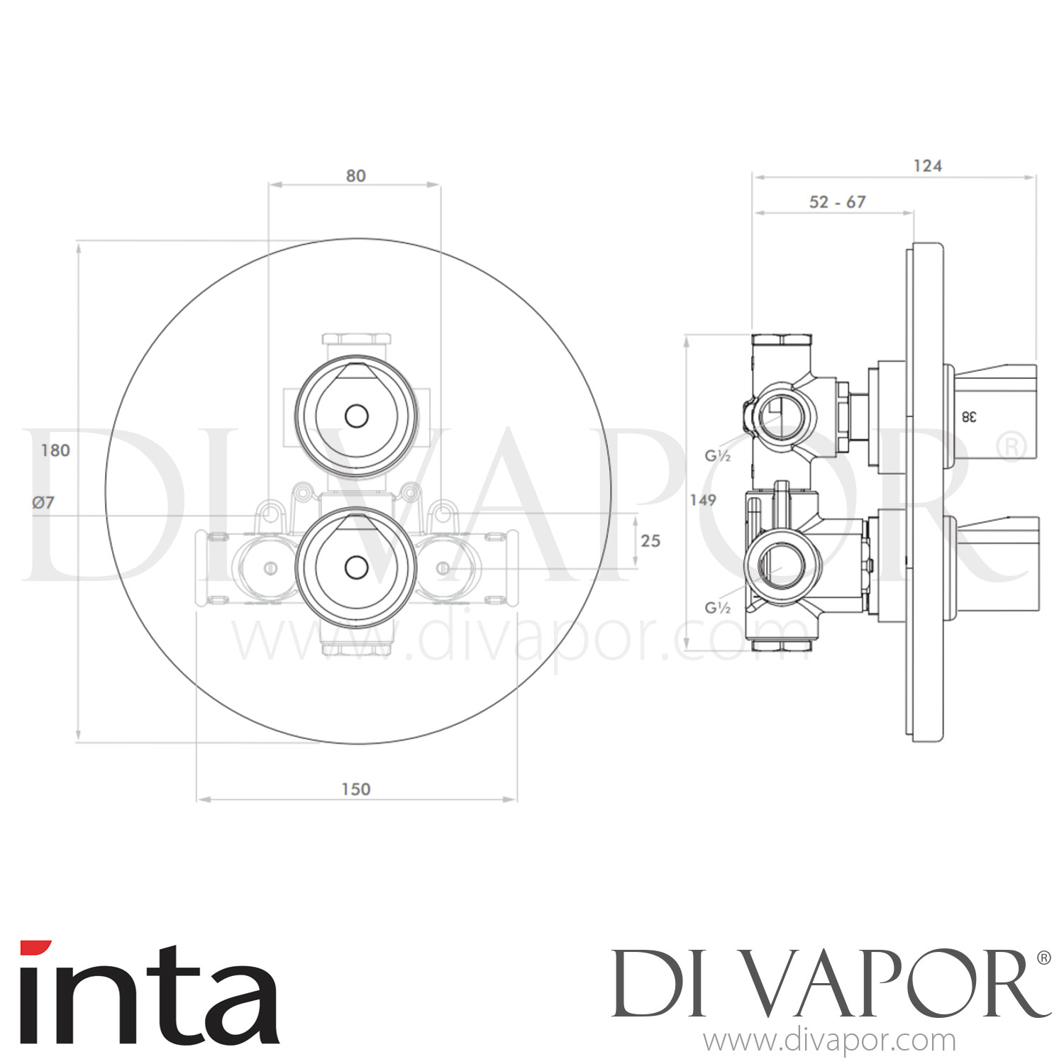 Inta VU80010CP Vue Safe Touch Concealed Shower (Dual Outlet) Spare Parts