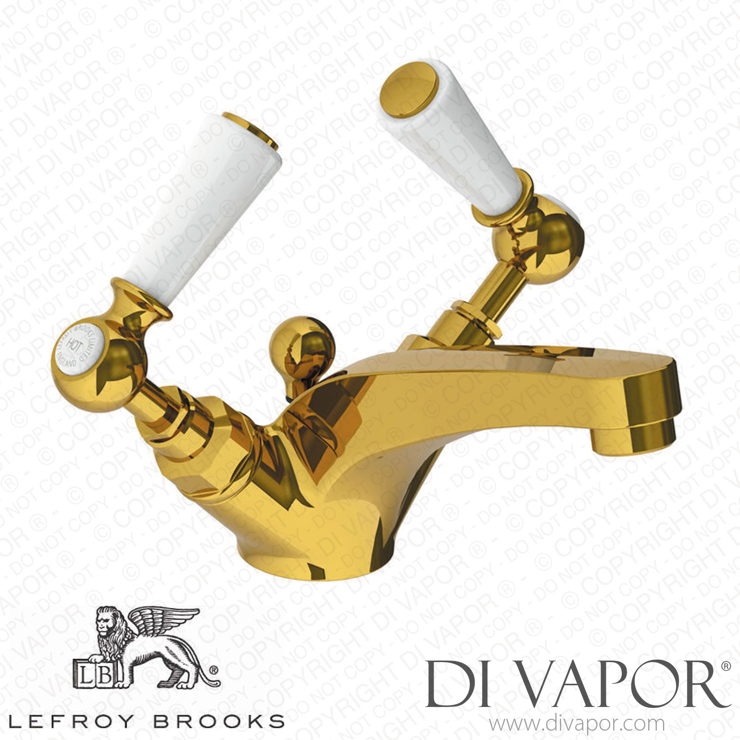 Lefroy Brooks Classic Mono Basin Mixer With White Levers & Pop-up Waste ...