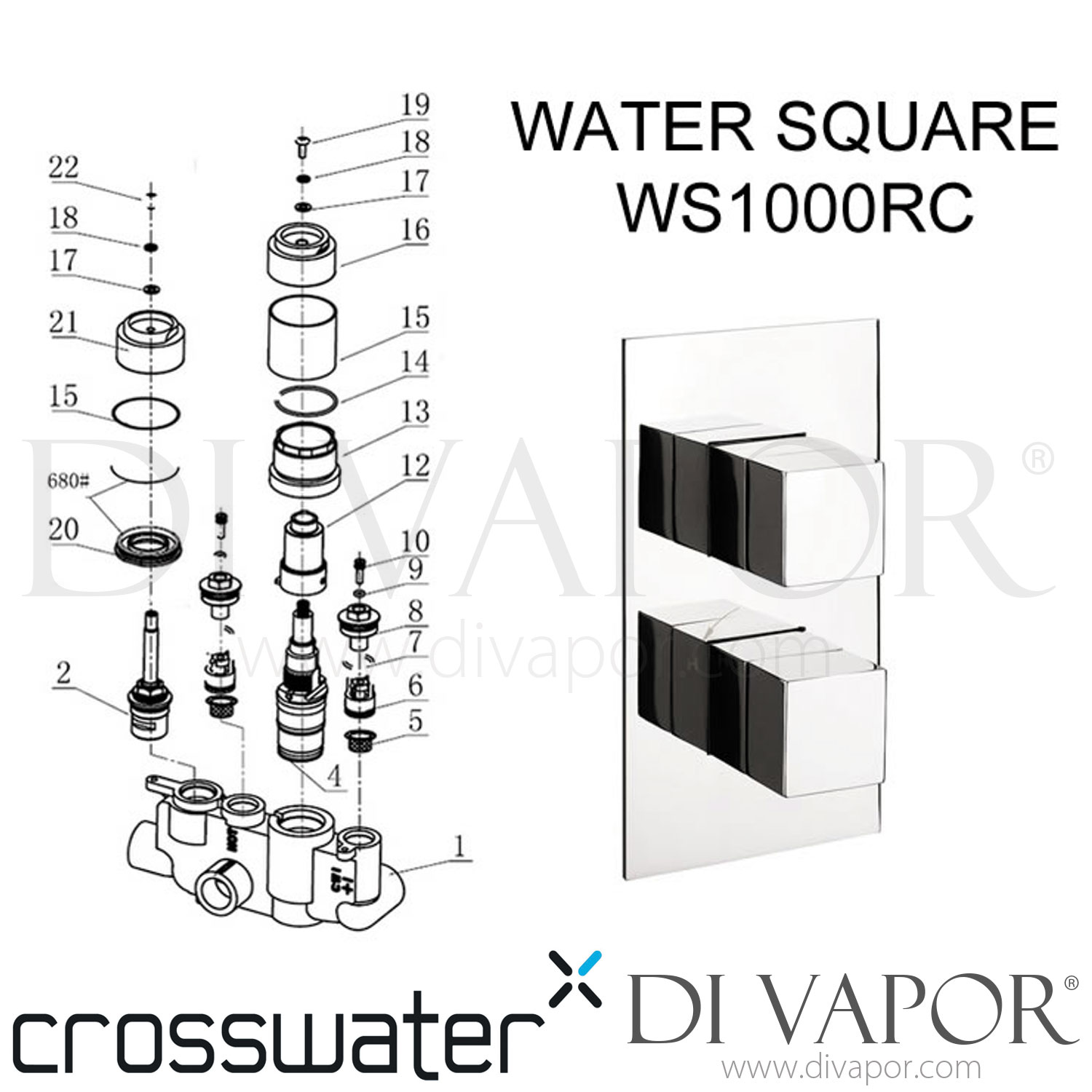 Crosswater Water Square Thermostatic Shower Valve - Post-2013 - Spare ...