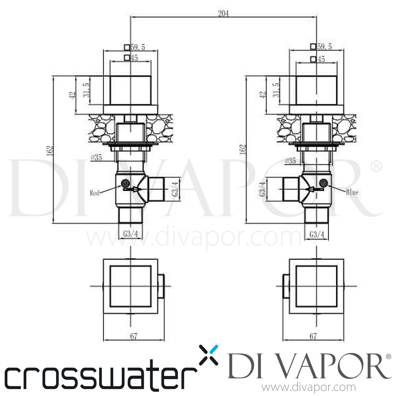 Crosswater WS350DC Water Square Panel Valves Spare Parts