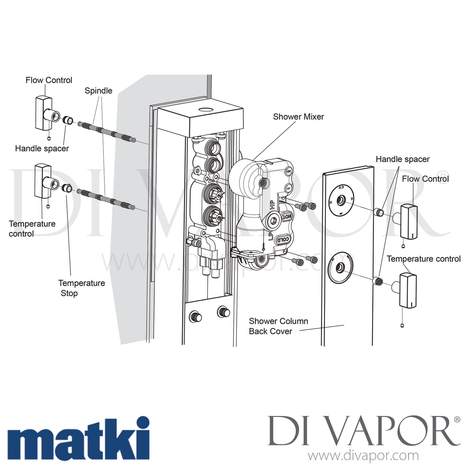 Matki WSD/WRD/WSF Walk-In Shower Valve Spare Parts